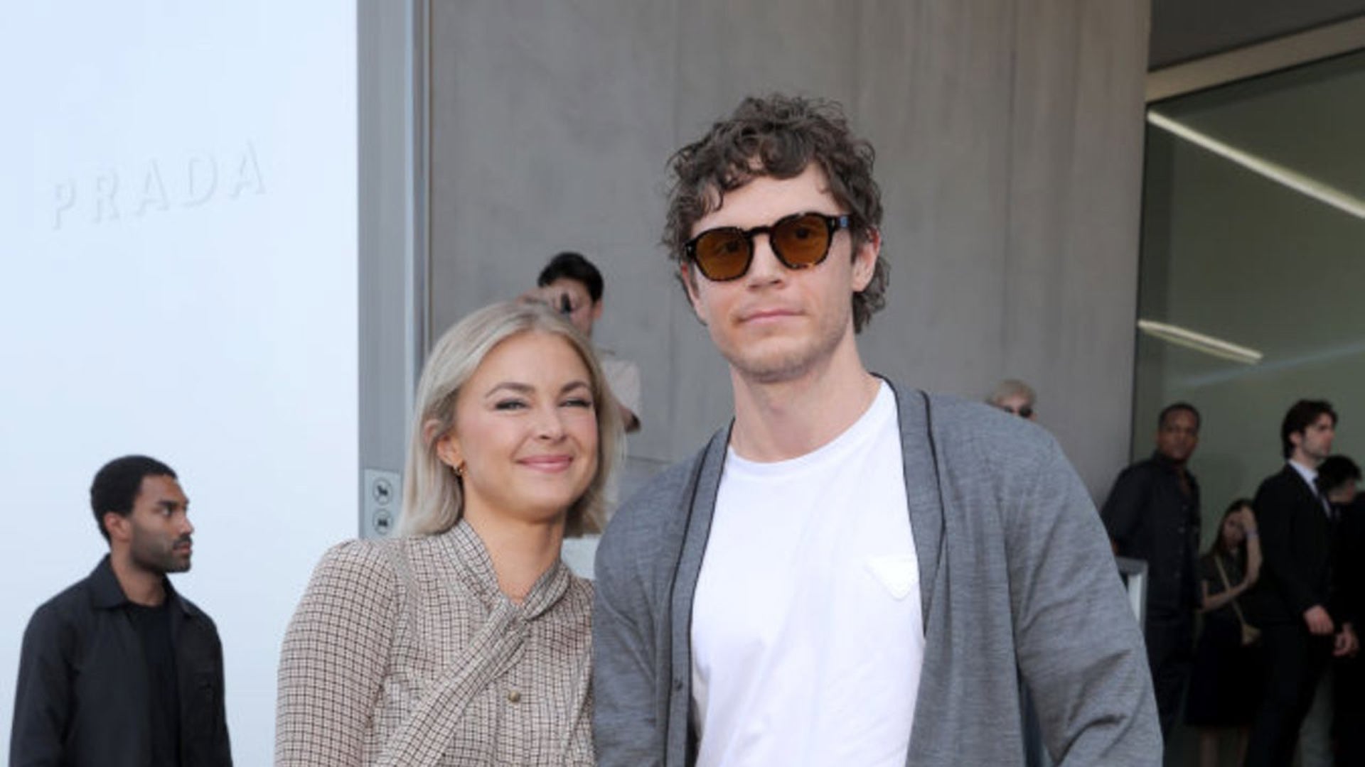 Evan Peters and Girlfriend Natalie Engel Make Rare Appearance at Prada ...