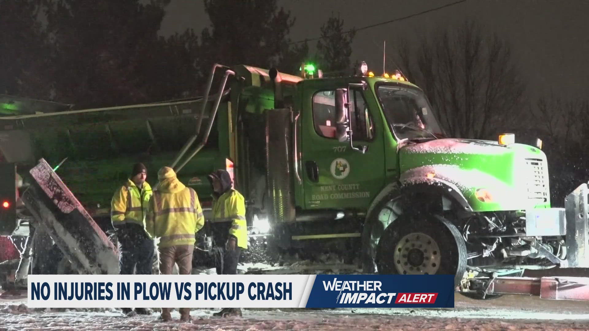 Kent County plow, pick-up truck involved in crash as snow tapers off Wednesday | wzzm13.com