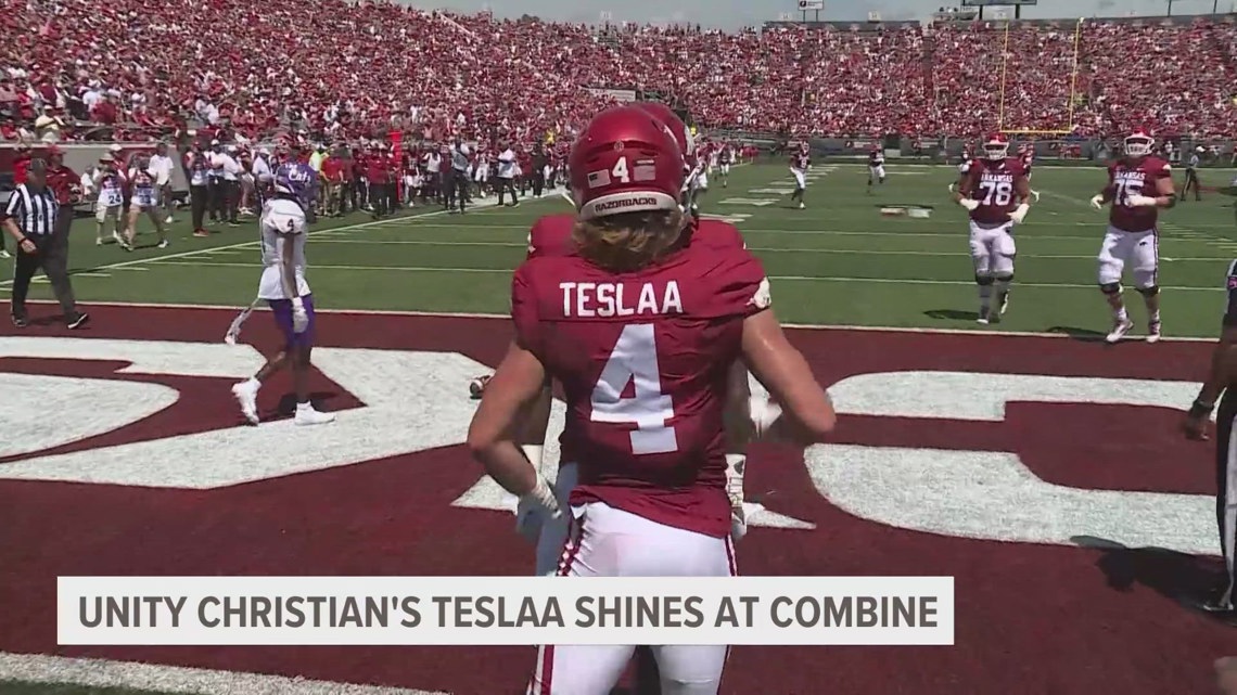 Unity Christian's Isaac Teslaa turns heads at NFL Combine | wzzm13.com