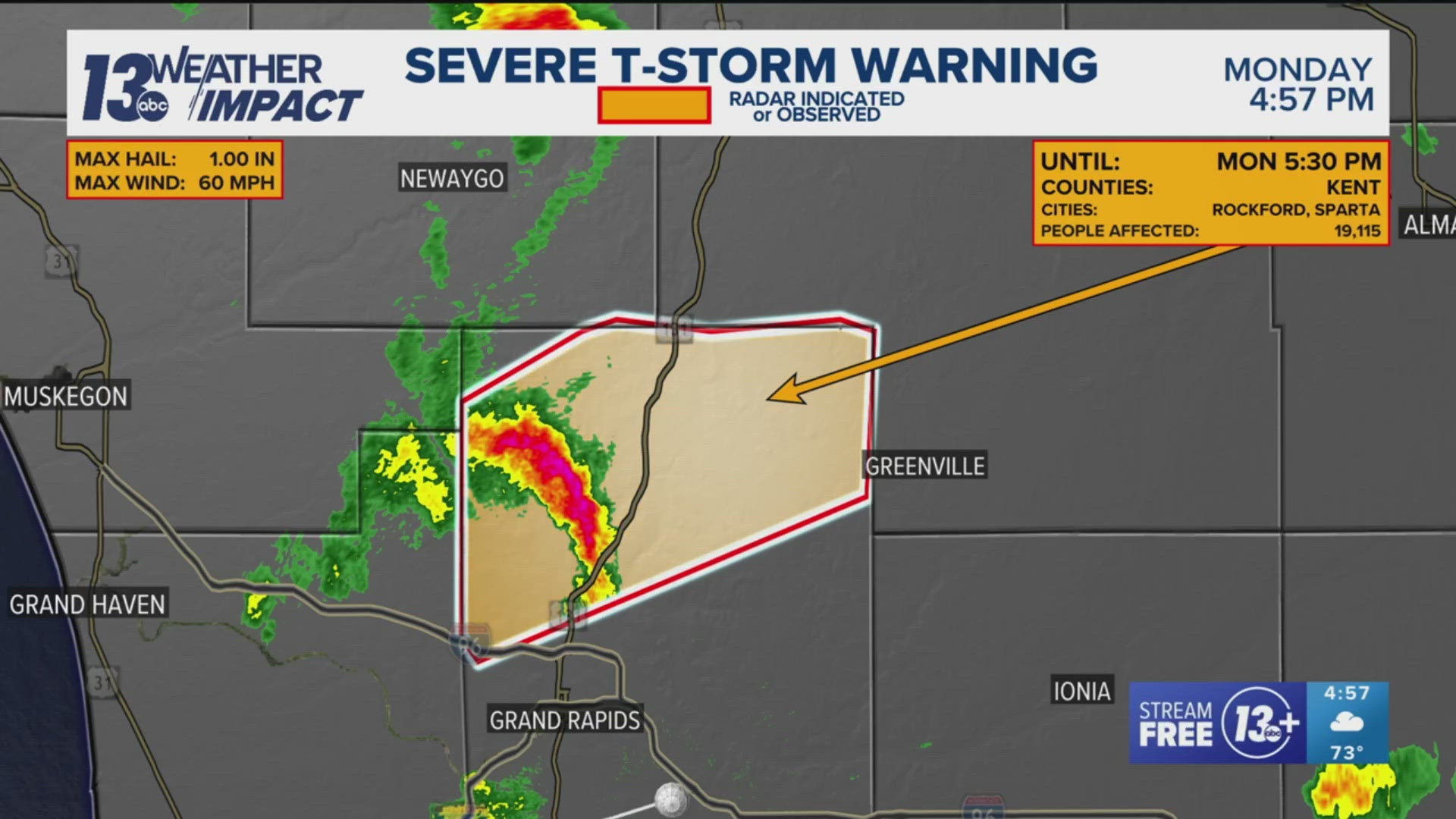 Severe Thunderstorm Warning issued for northern Kent County | wzzm13.com
