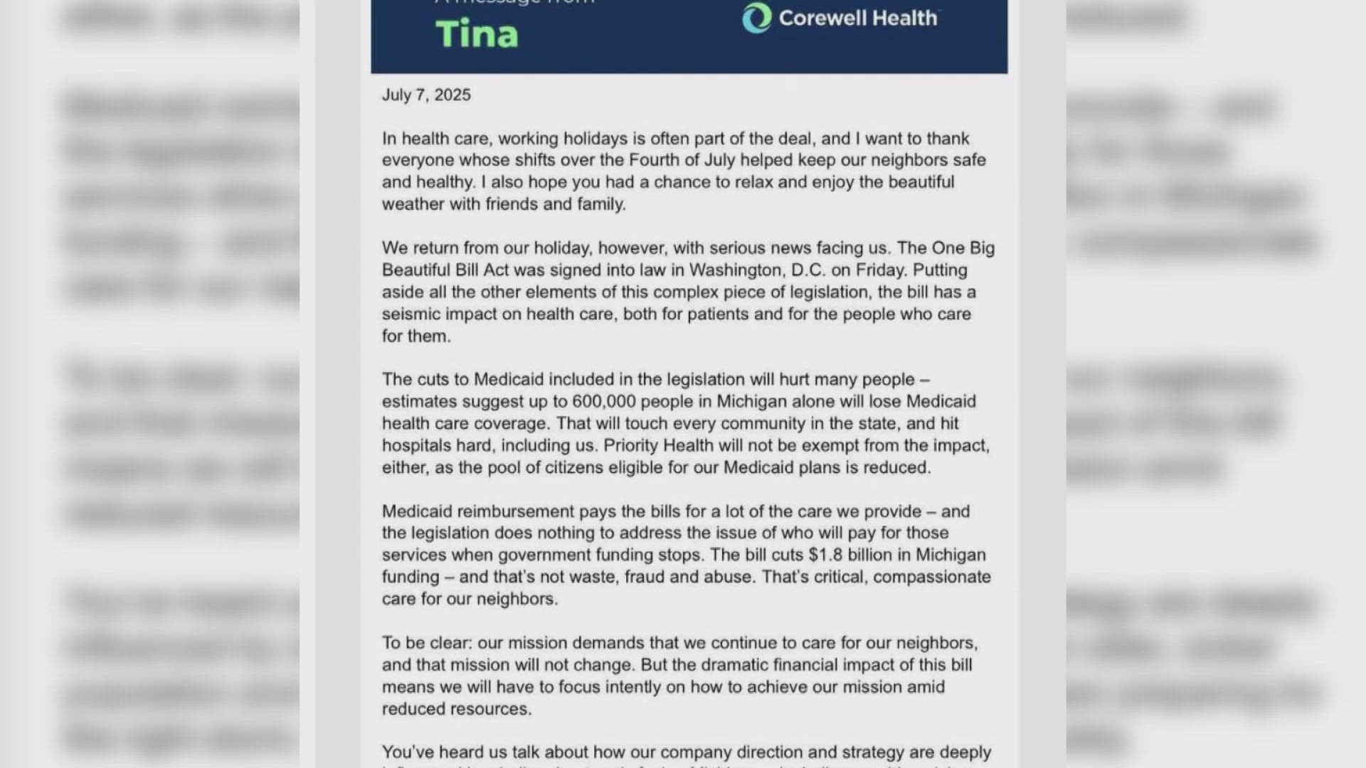 Corewell Health CEO warns staff to brace for impact after Trump ...