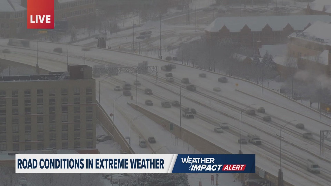 West Michigan road conditions remain poor as bitter cold, snow ...
