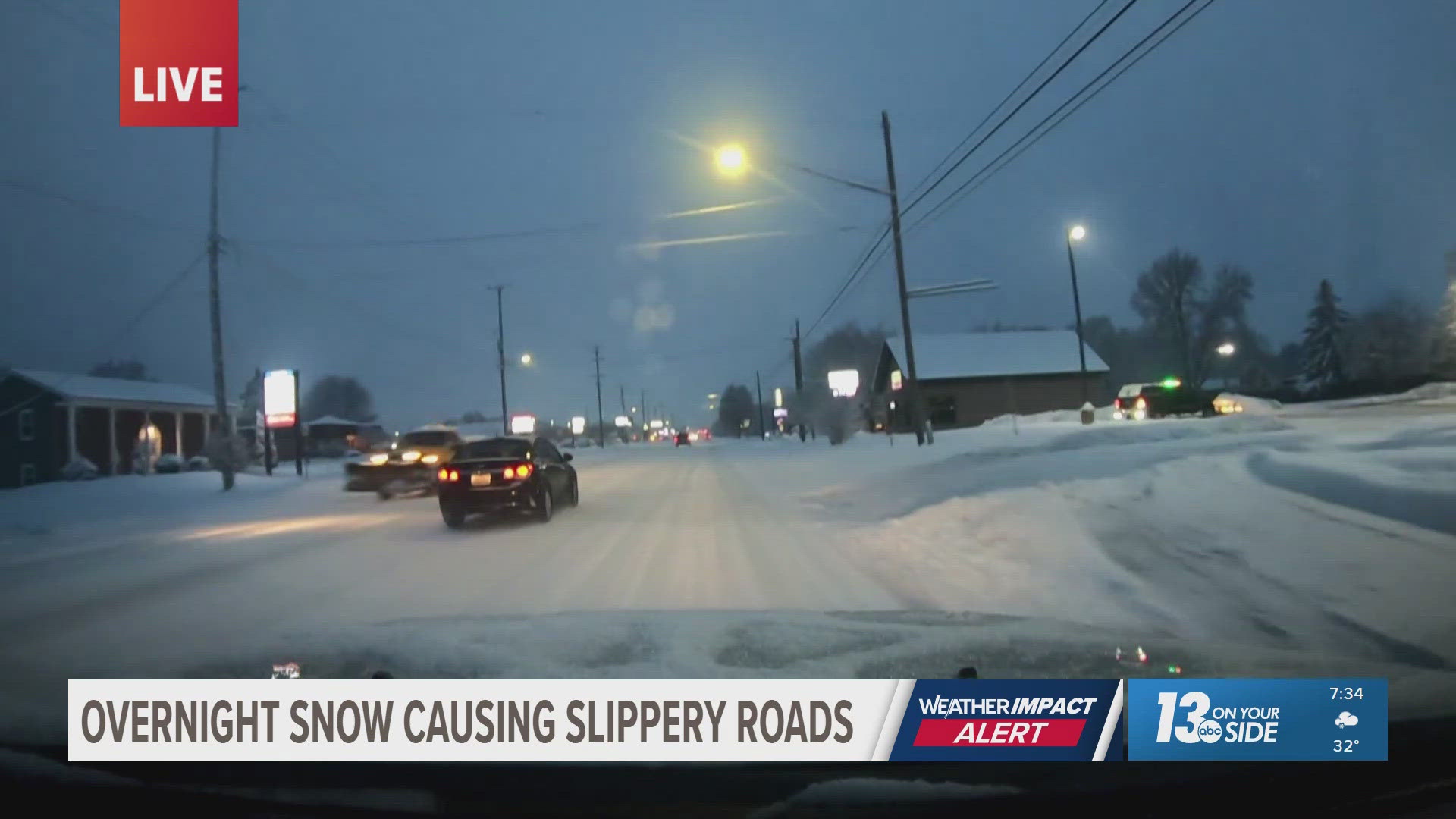 Overnight snow causes slippery road conditions | wzzm13.com