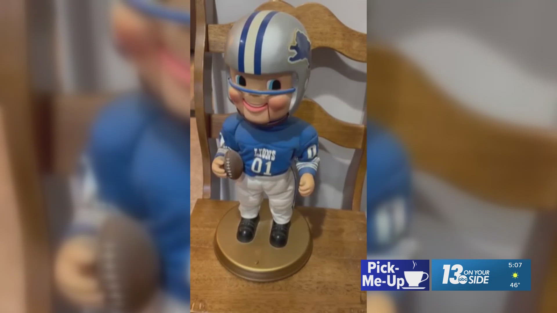 Belding man shows off throwback Detroit Lions bobblehead | wzzm13.com