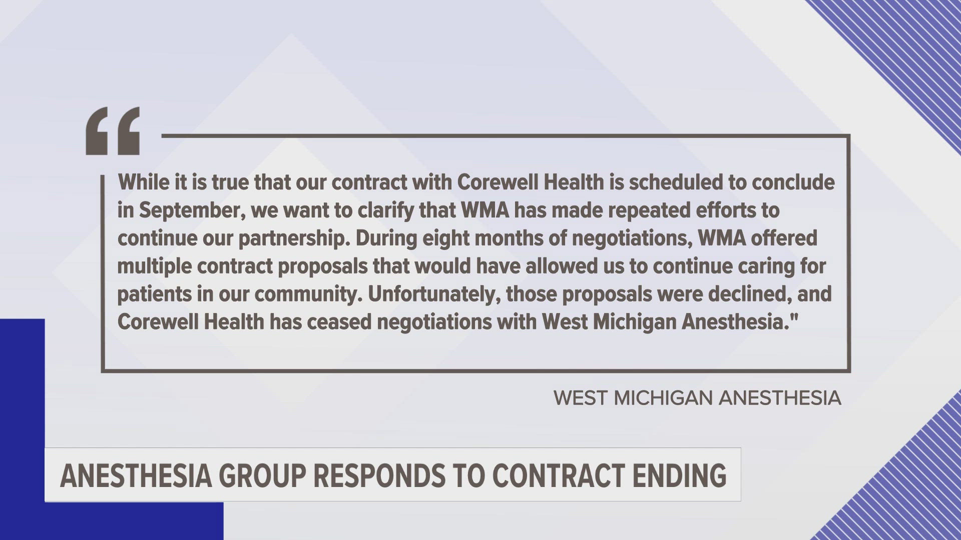 Anesthesia group says it made multiple contract proposals, Corewell ...