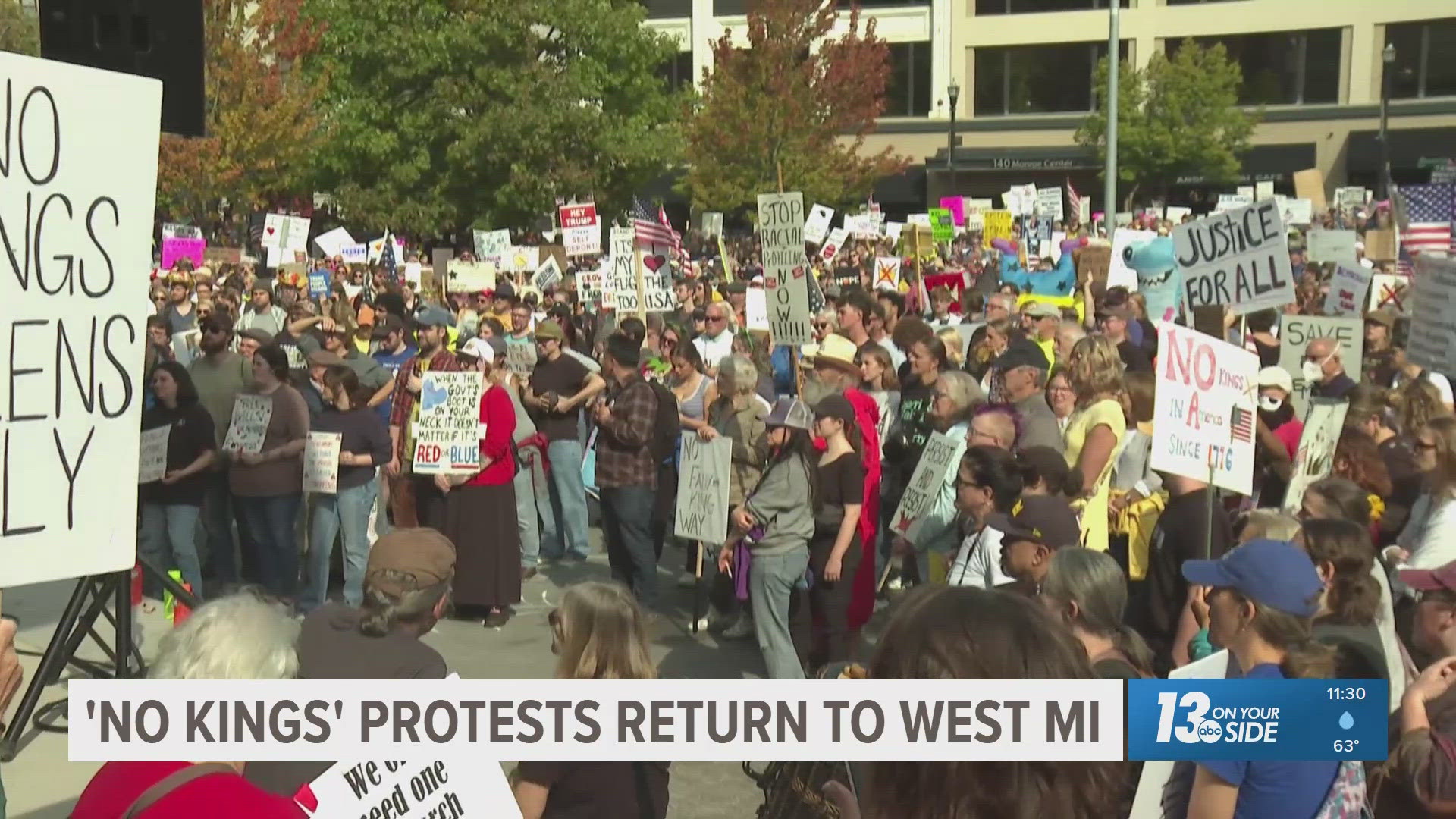 Thousands of protesters flood downtown Grand Rapids for 'No Kings ...