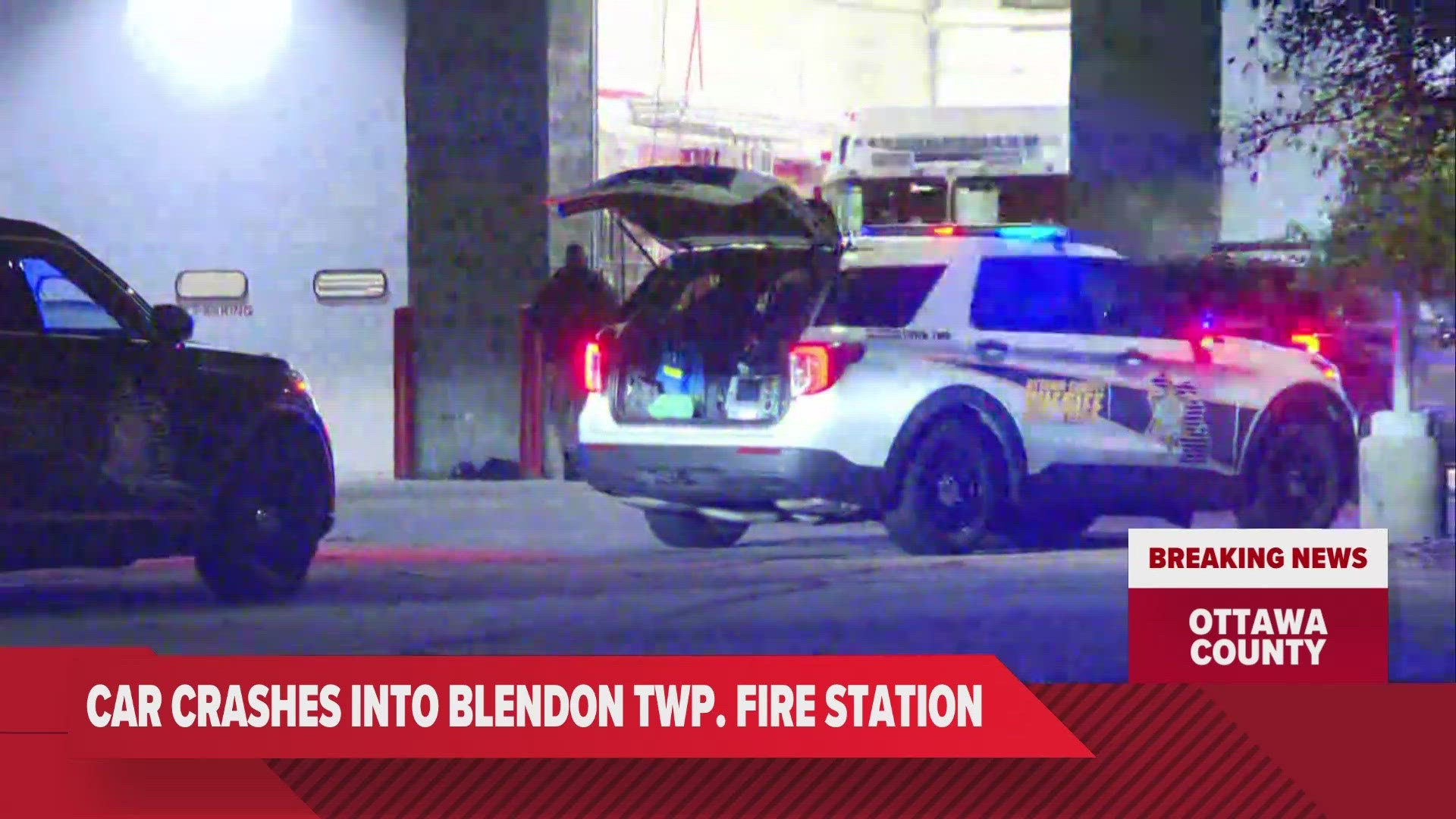 Heavy police presence after car drives into fire department in Blendon ...