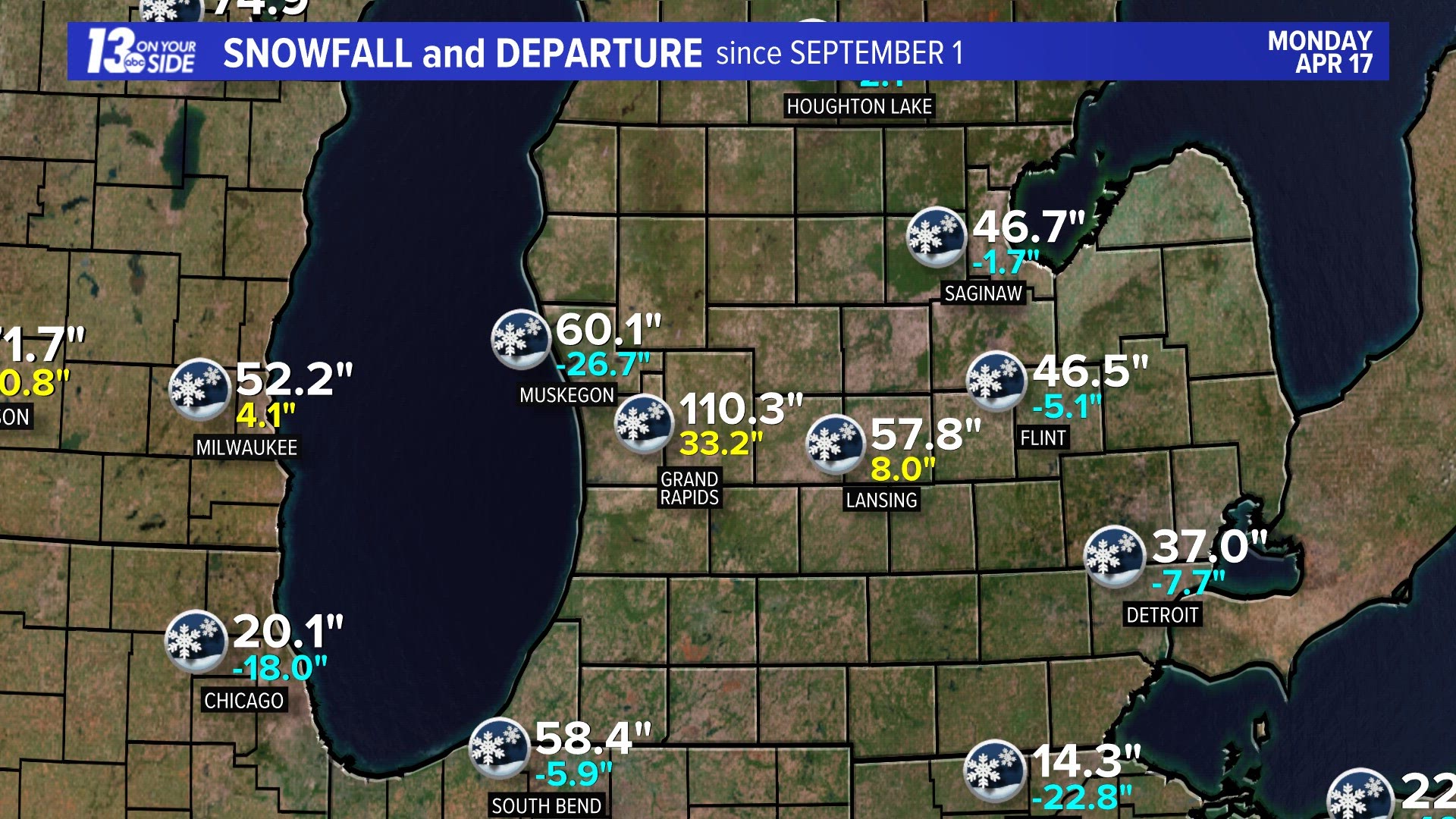 2023 Michigan Season Snowfall | wzzm13.com