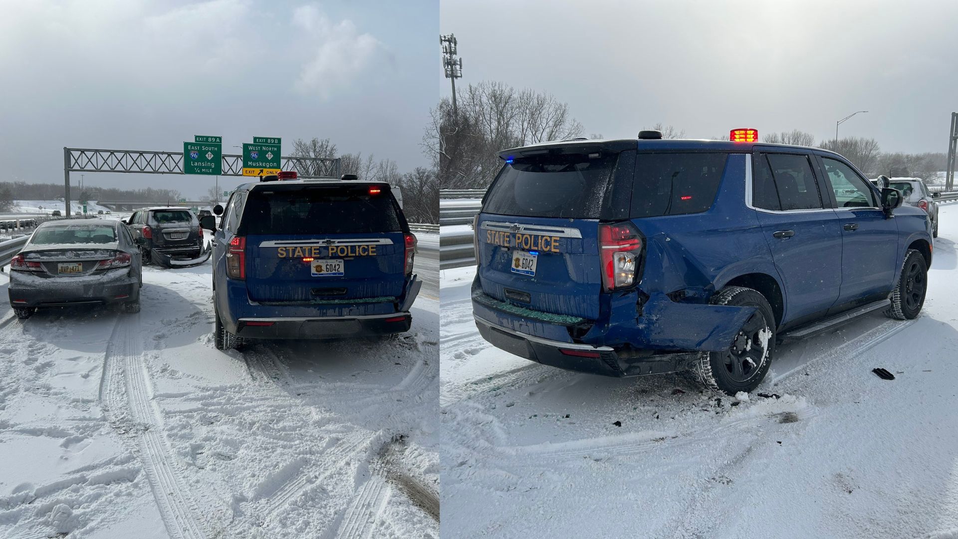 Two MSP cruisers hit amid roadside assists | wzzm13.com