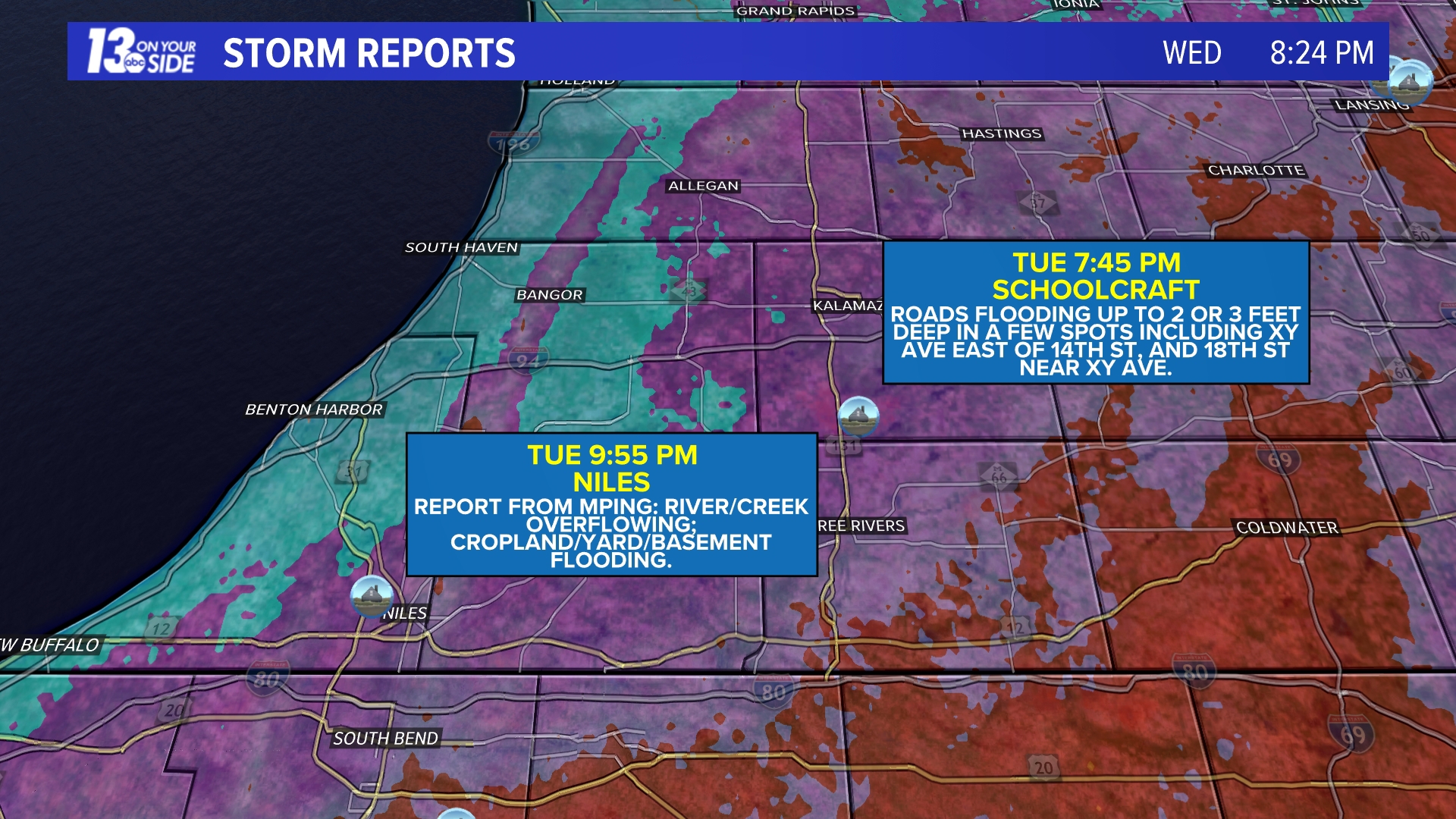 How much tropical rainfall fell across lower Michigan? | wzzm13.com