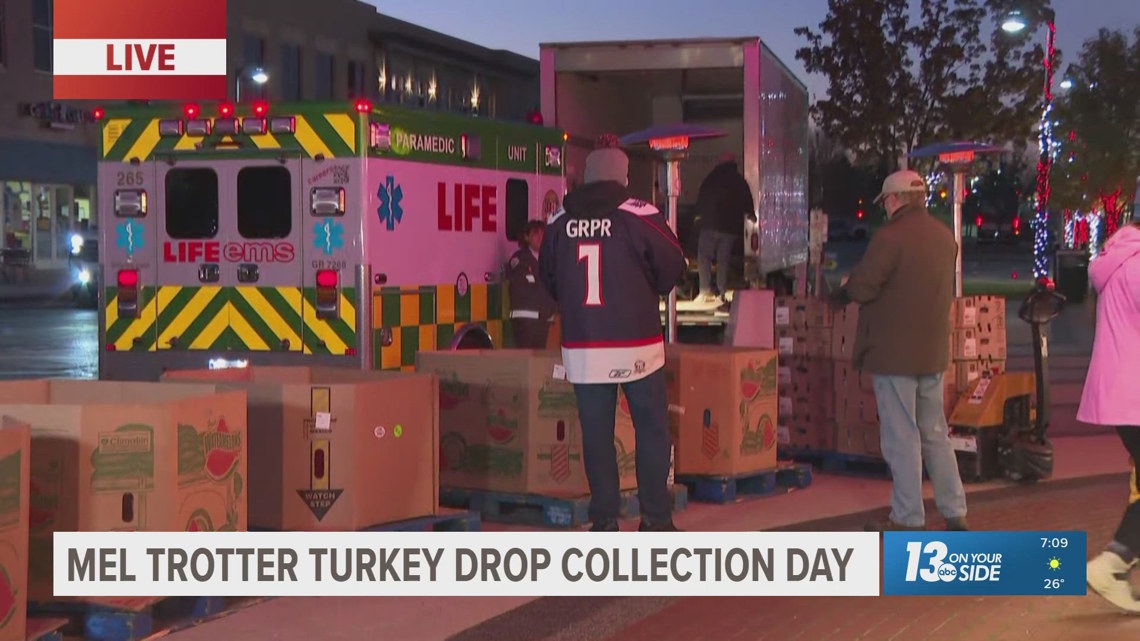 Mel Trotter Turkey Drop collecting frozen turkeys for families in need ...