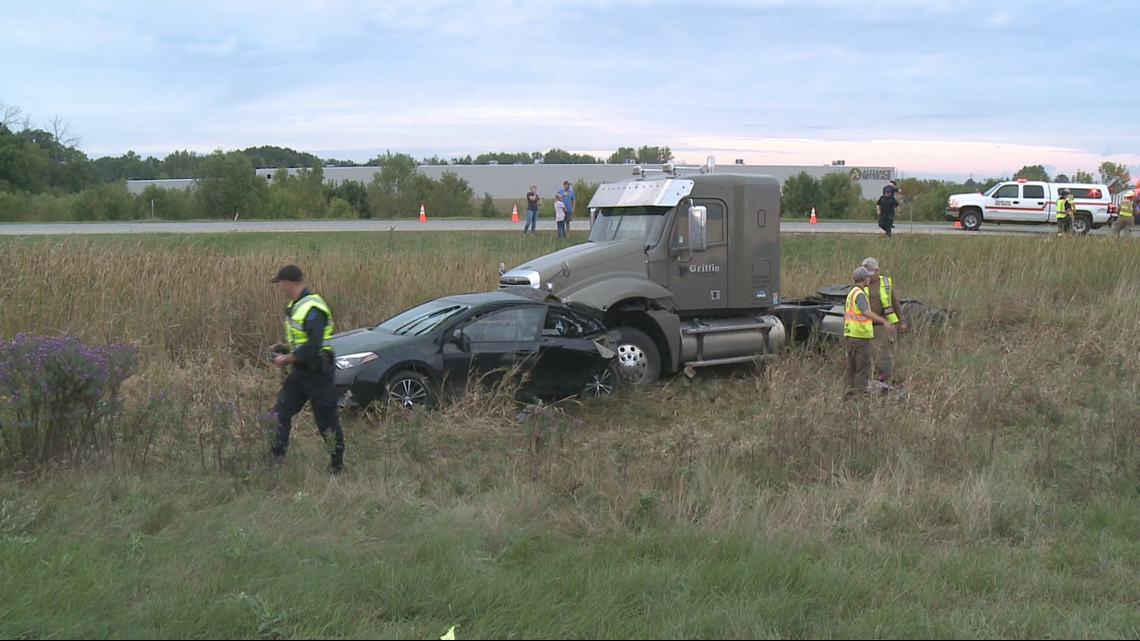 Semi-truck smashes into car full of young children | wzzm13.com