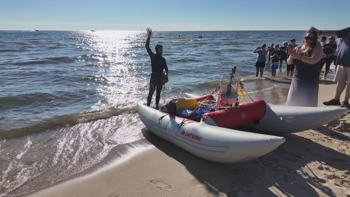 Jim Dreyer attempting another swim across Lake Michigan | wzzm13.com