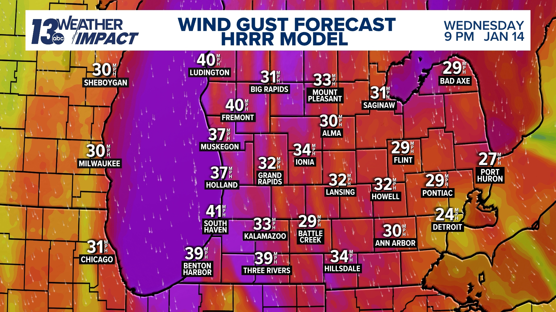 Locally intense lake-effect snow expected Wednesday | wzzm13.com