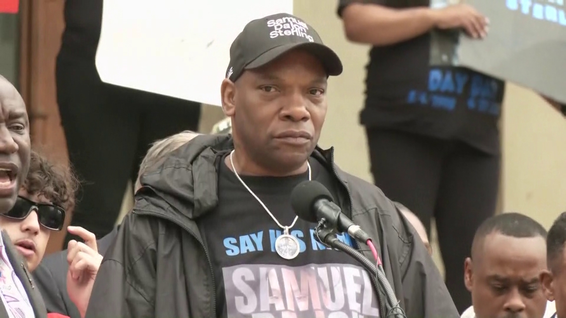 Samuel Sterling's father demands justice at Lansing rally | wzzm13.com