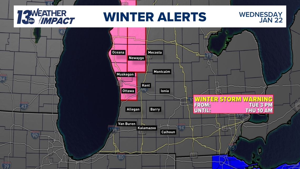 WINTER STORM WARNING | Lake-effect snow kicks up in Muskegon, Ottawa ...