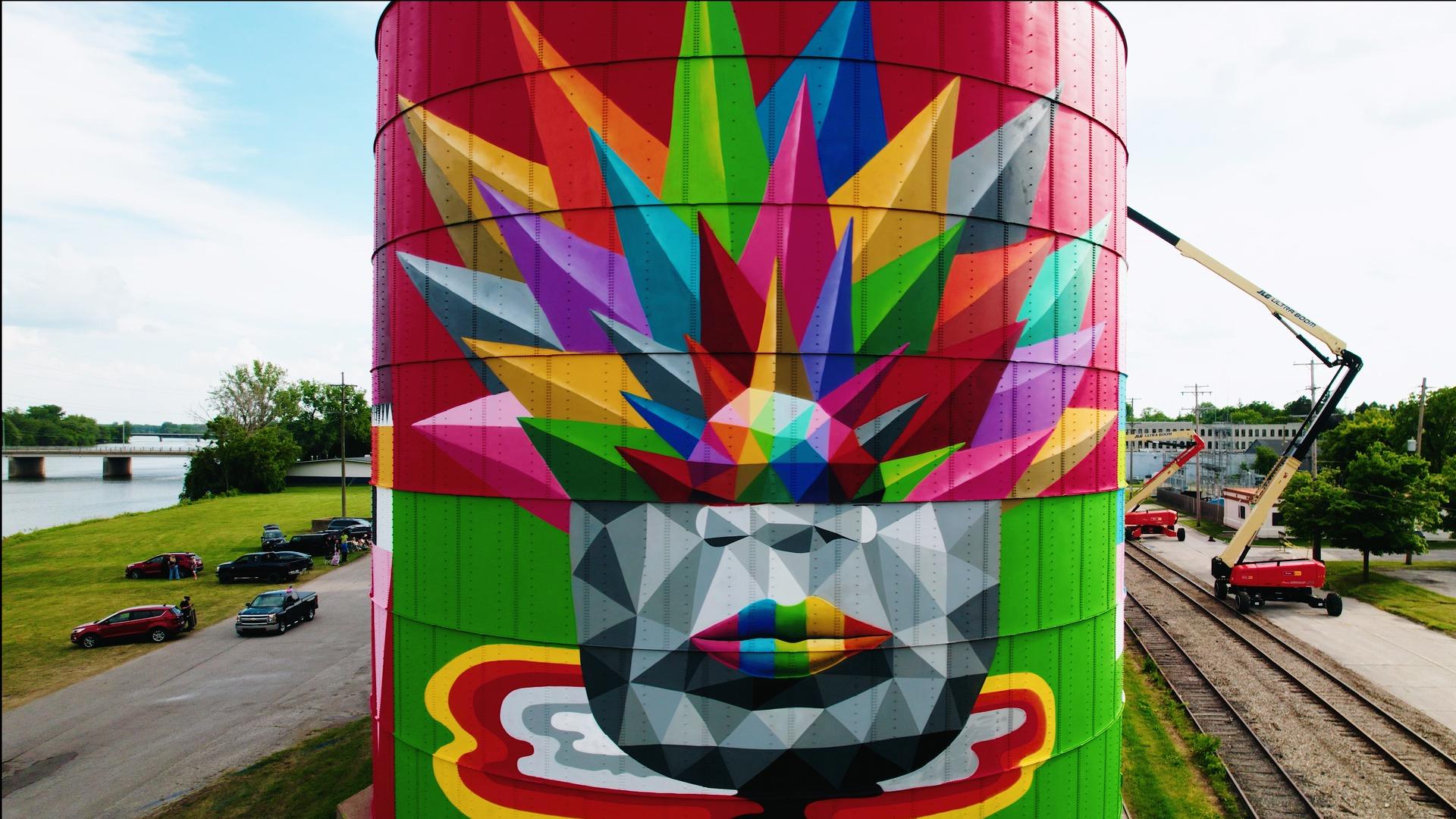 Artist completes giant mural on abandoned Michigan silos | wzzm13.com