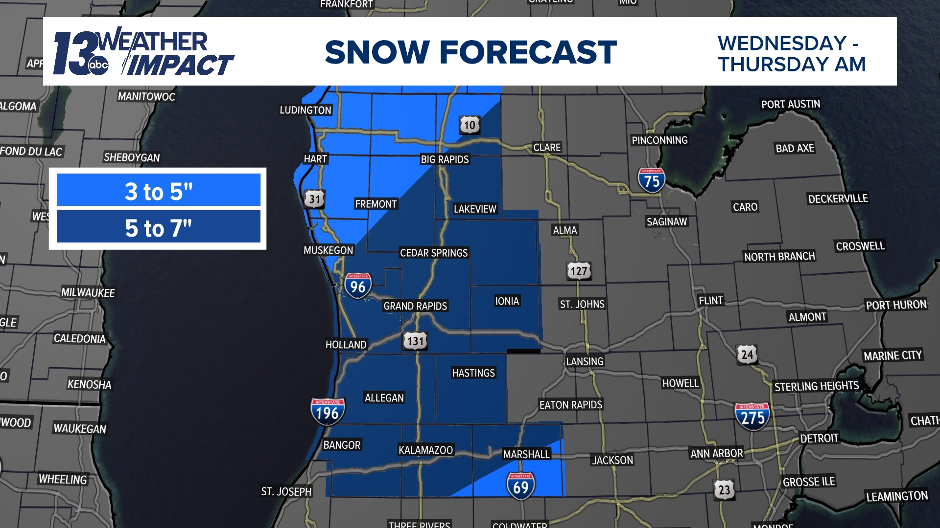 Widespread snow impact Michigan with 5 to 6 widespread inches | wzzm13.com