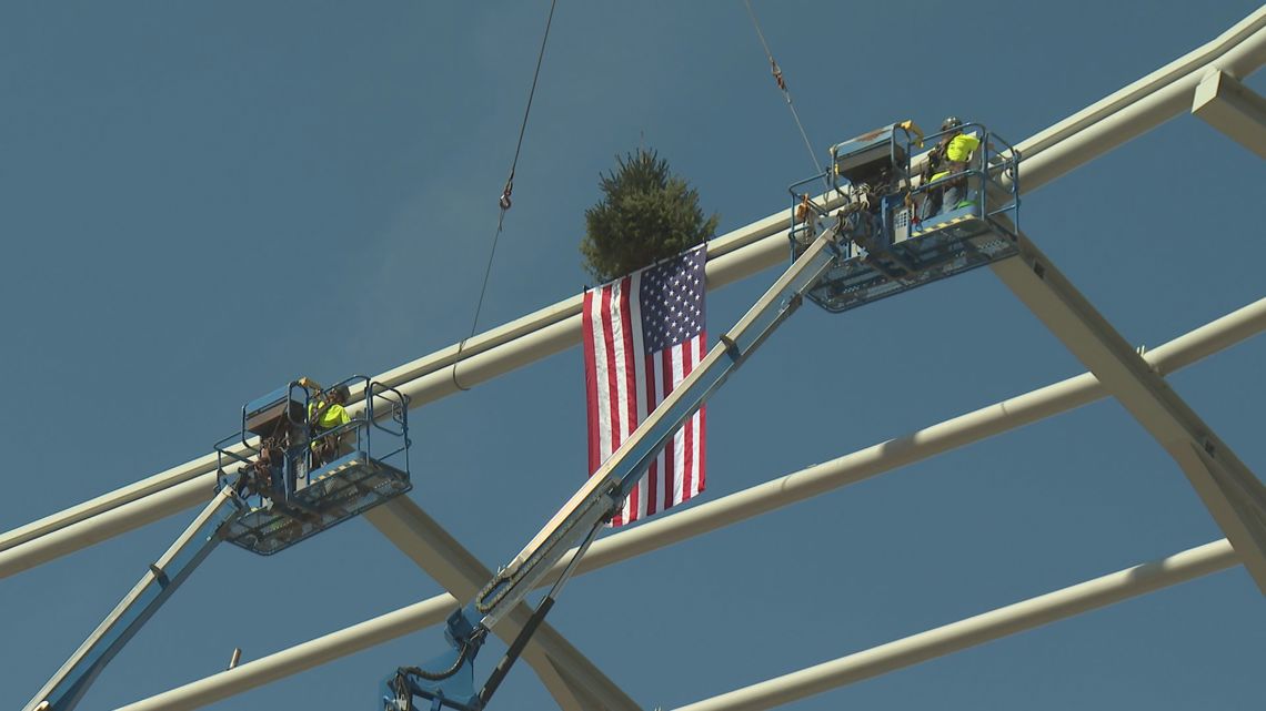Final steel beam raised at Amway Stadium as construction passes halfway ...
