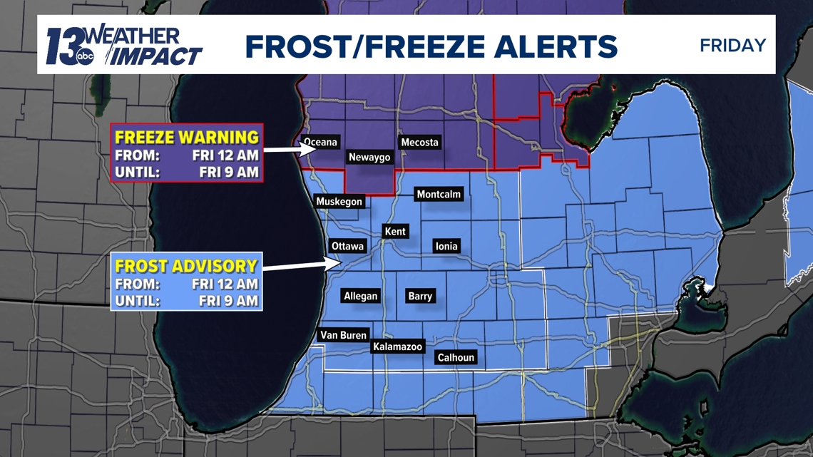 Freeze warning and frost advisory in West Michigan tonight | wzzm13.com