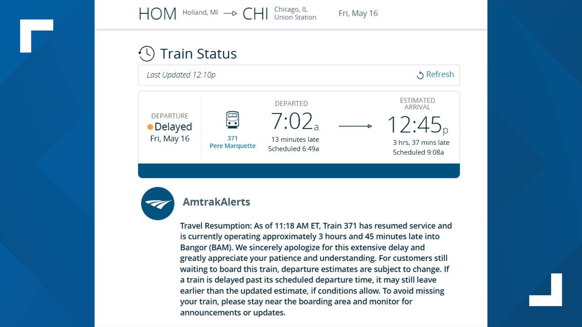 Amtrak train traveling to Chicago delayed after hitting tree on the ...
