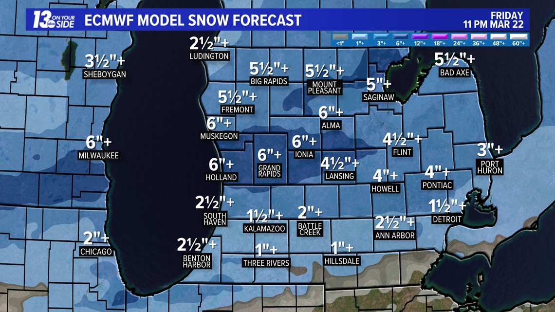 How much snow to expect with Friday's snowstorm in Michigan | wzzm13.com