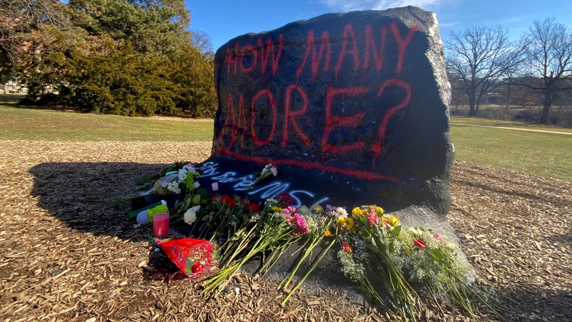 The Rock at Michigan State painted black after shooting | wzzm13.com