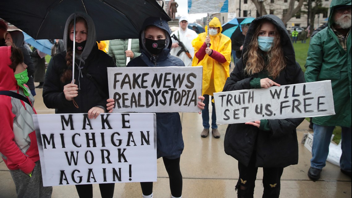 Hundreds gather in Lansing to protest stay at home orders | wzzm13.com