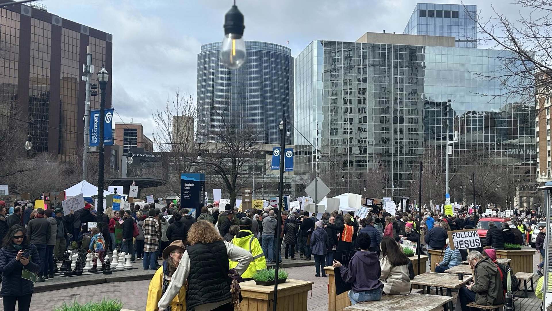 Grand Rapids demonstrators protest Trump and Musk's government cuts ...