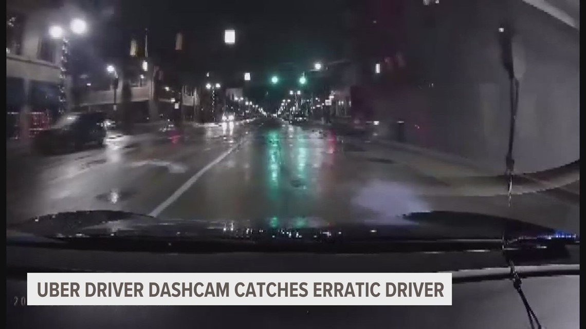 Dashcam footage: Uber driver catches erratic driver on camera | wzzm13.com