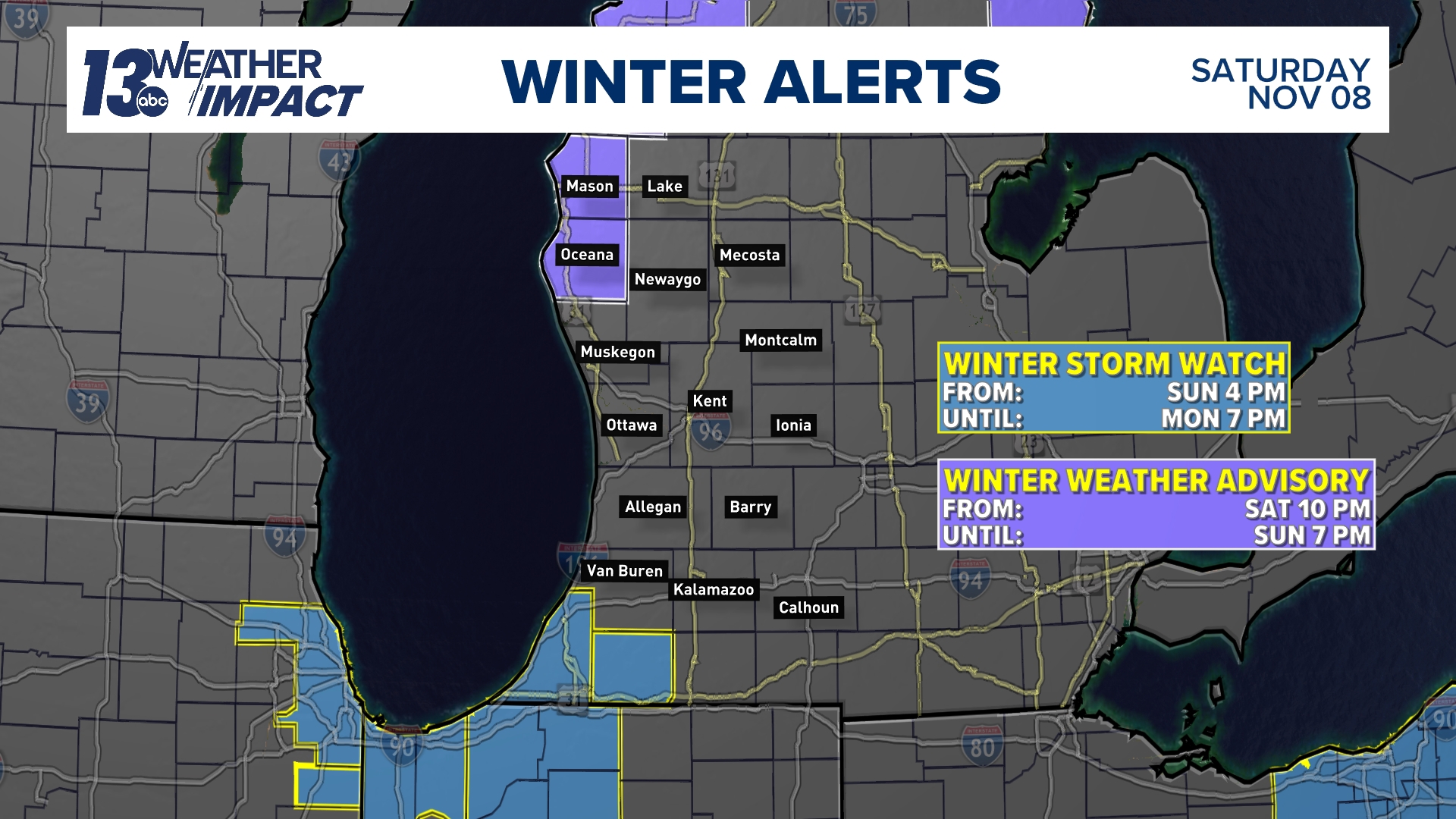 Heavy, localized lake-effect snow Sunday into Monday | wzzm13.com