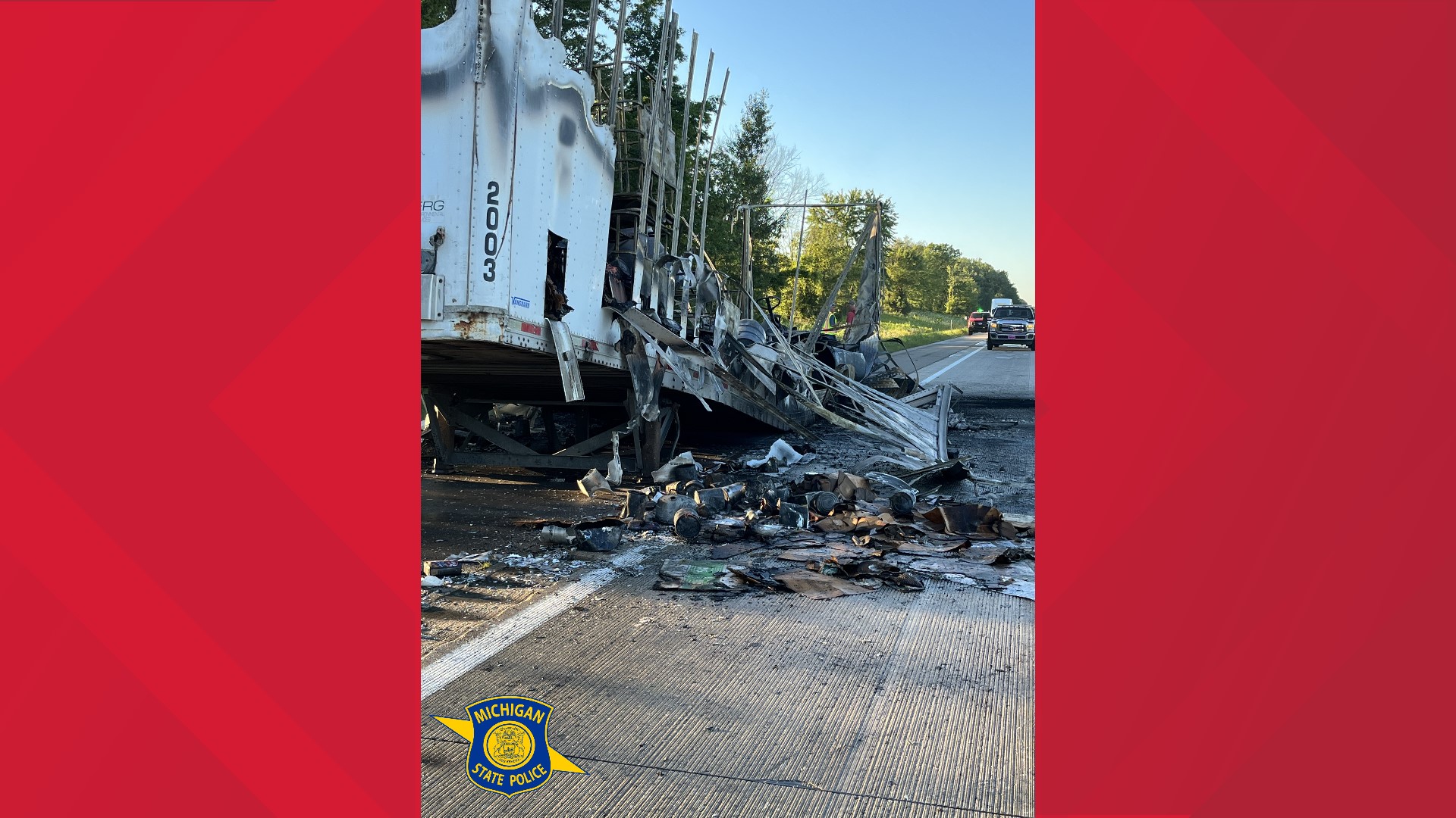 Semi truck explosion causes freeway closure in Ovid Twp Saturday ...