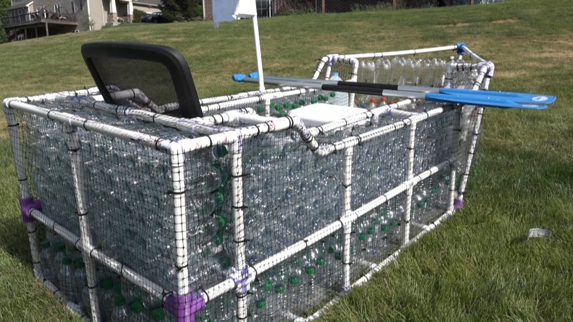 High school student designs working boat from recycled plastic water ...
