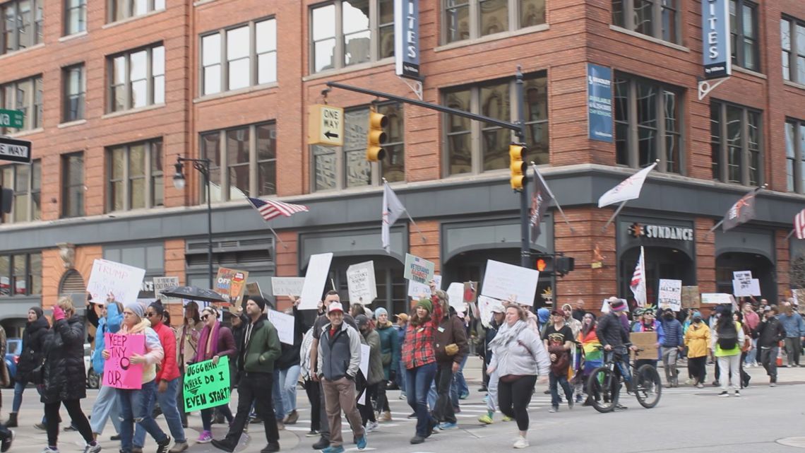 Grand Rapids demonstrators protest Trump and Musk's government cuts ...