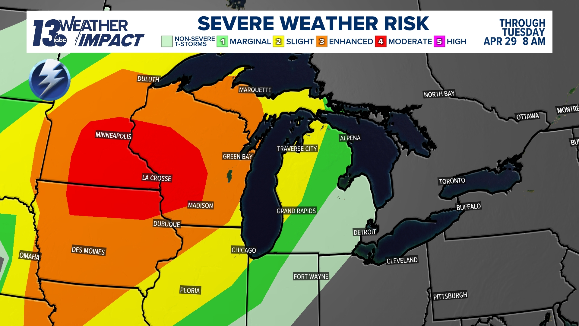 Low-end, isolated severe weather risk late Monday night into Tuesday ...