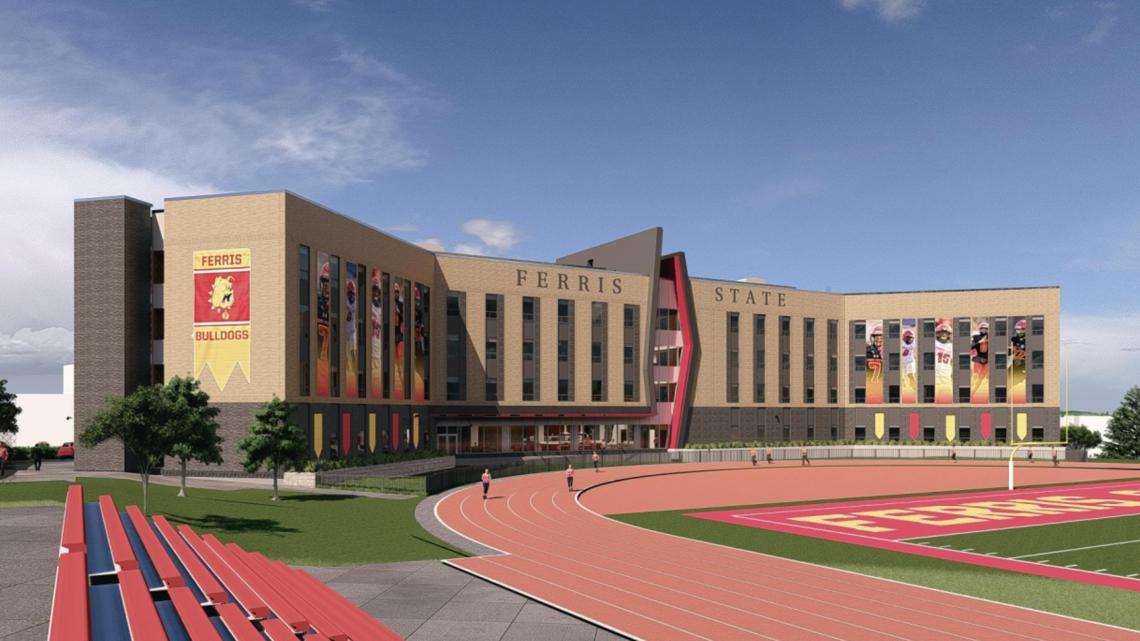 Ferris State breaks ground on new dorm attached to stadium | wzzm13.com