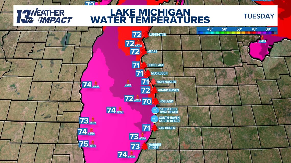 What are the Lake Michigan water temperatures? | wzzm13.com