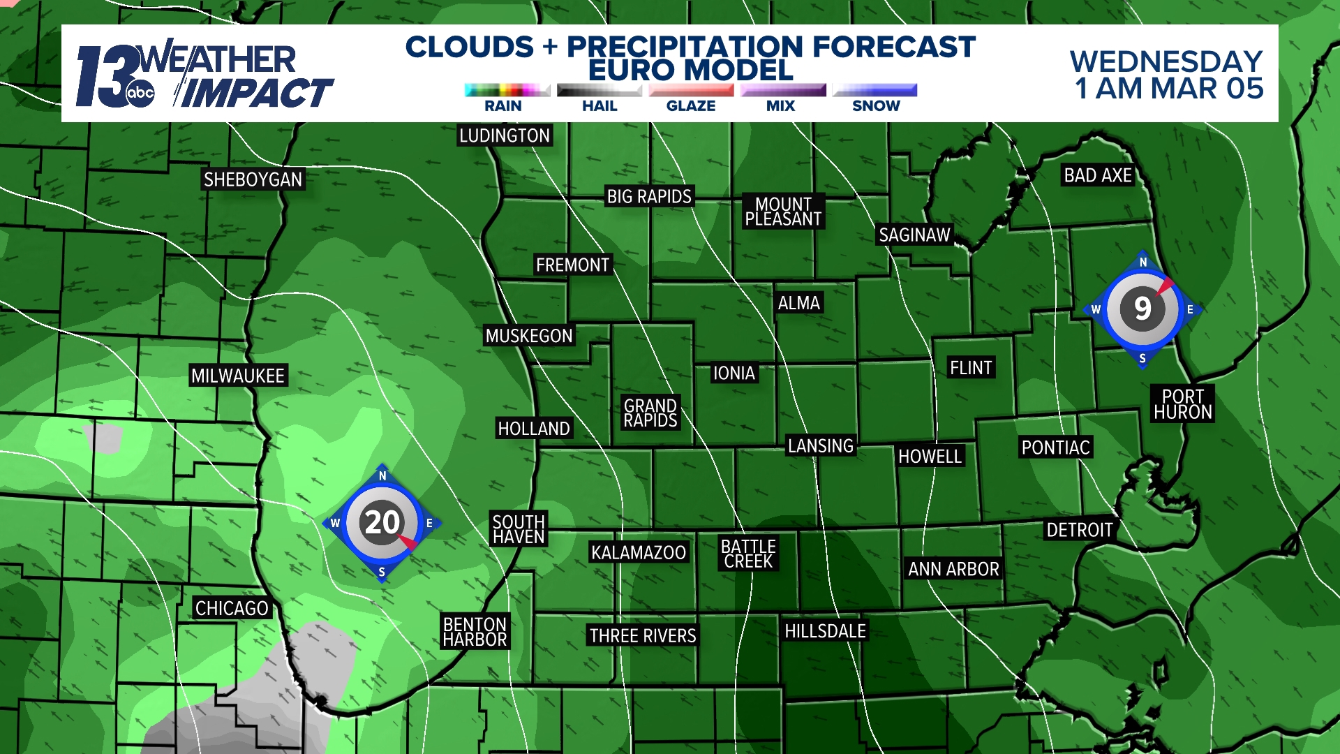 Spring-like storm system to bring rainfall, snow and wind this week | wzzm13.com