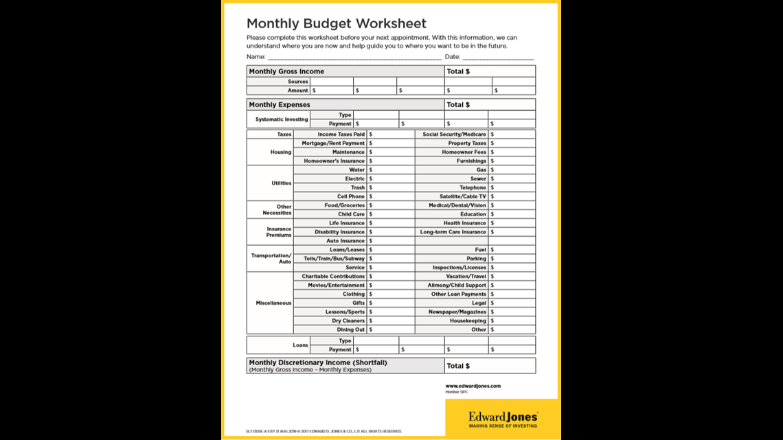 43 Edward Jones Budget Worksheet Worksheet Resource
