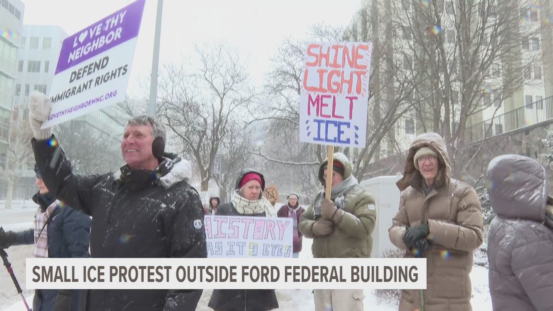 Small group hosts ICE protest outside Ford Federal Building in Grand ...
