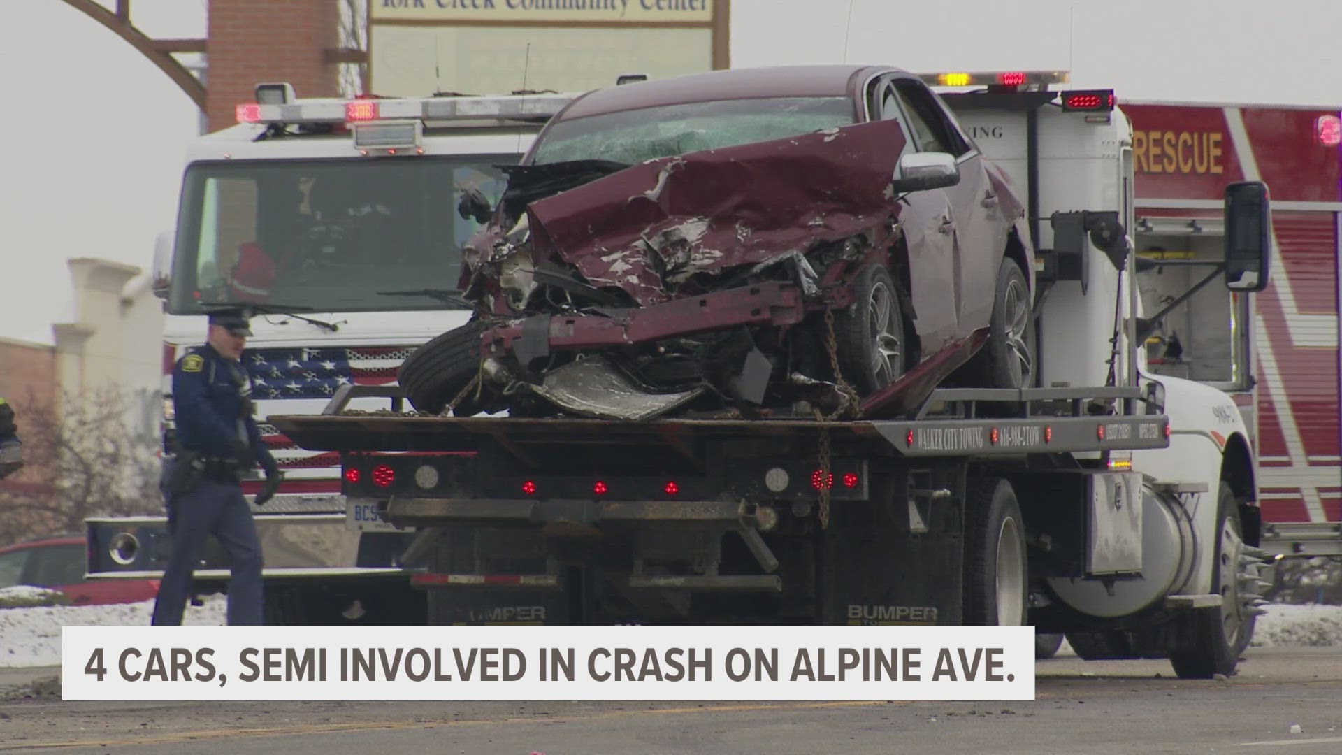 Alpine Avenue crash between vehicle, semi leaves person seriously ...