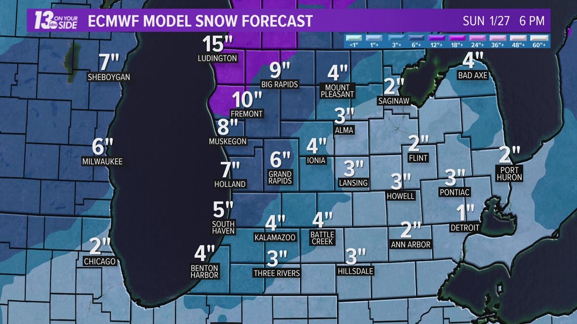 Euro Model (ECMWF) 10-Day Snowfall Forecast | wzzm13.com