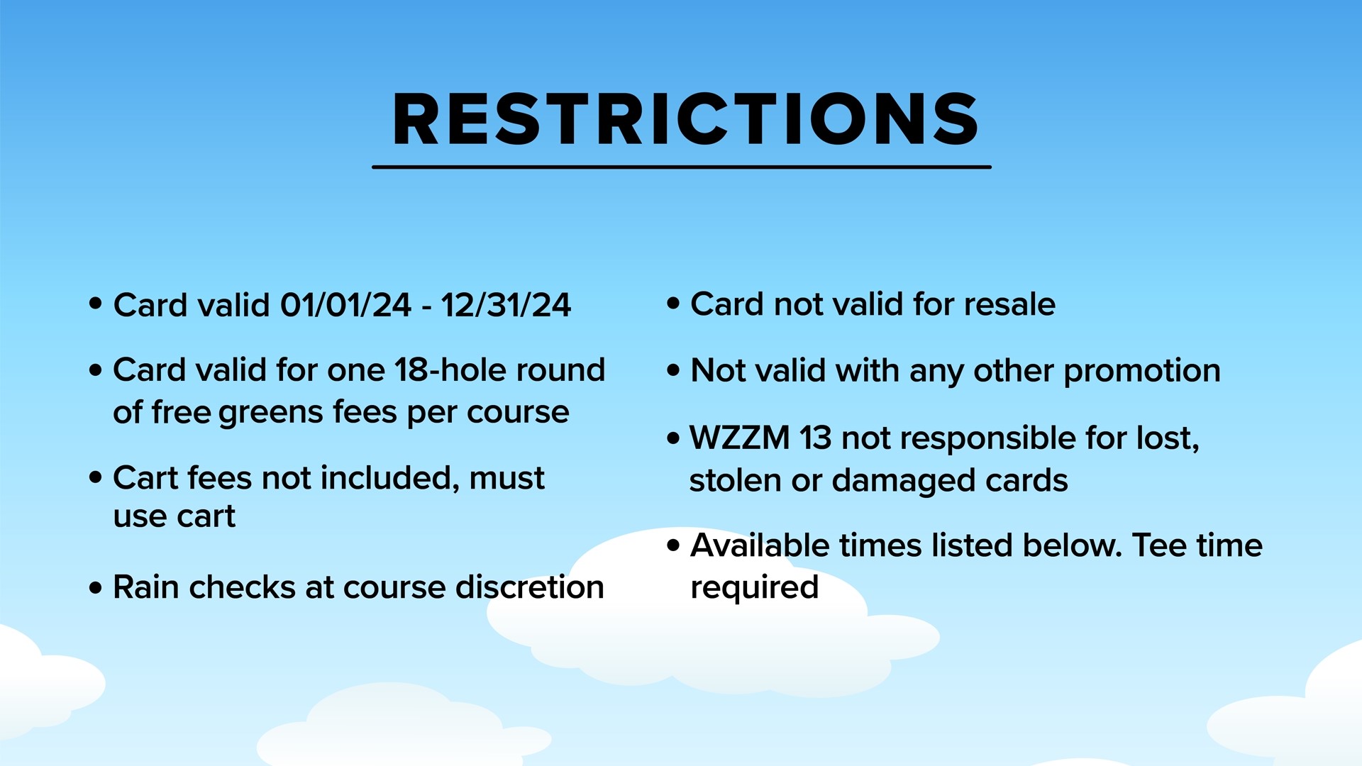 13 ON YOUR SIDE Golf Card | Golfing deals in West Michigan | wzzm13.com