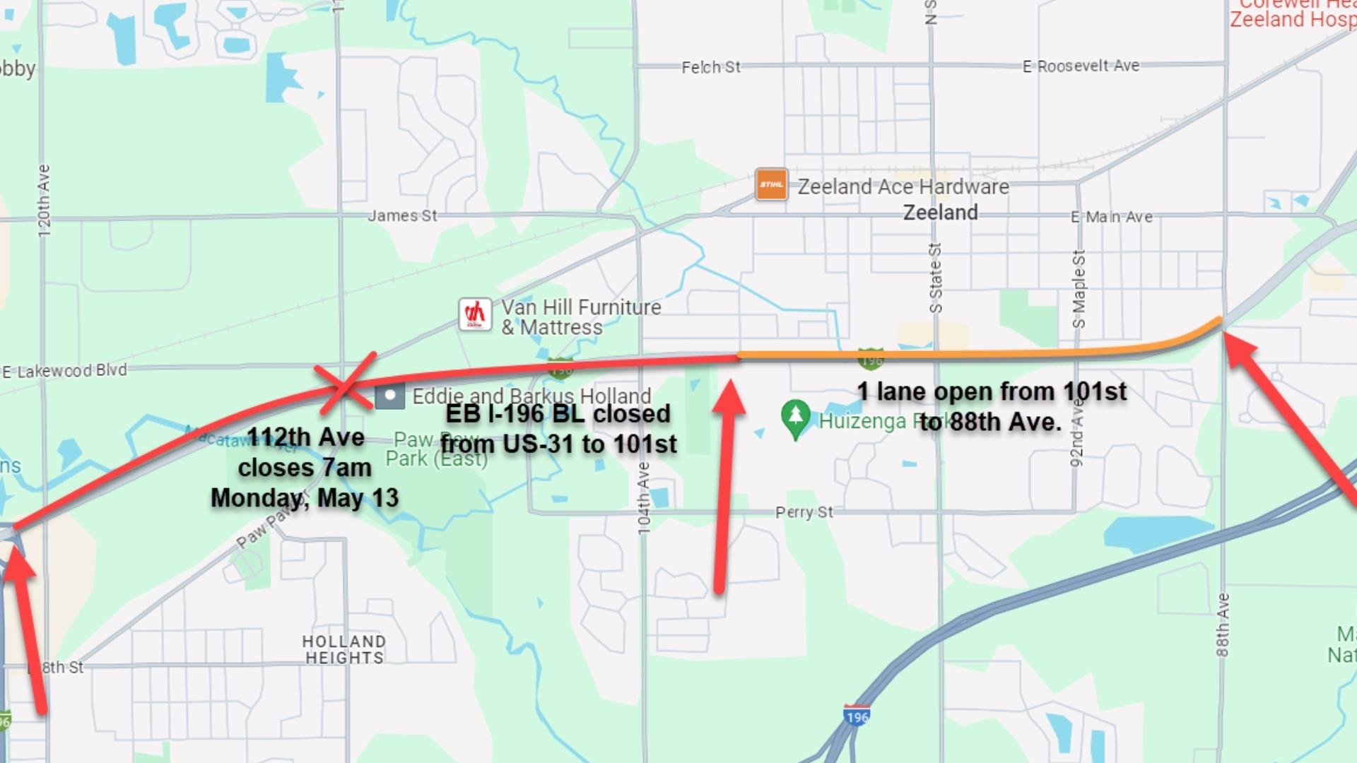 New closures along Business Loop construction | wzzm13.com