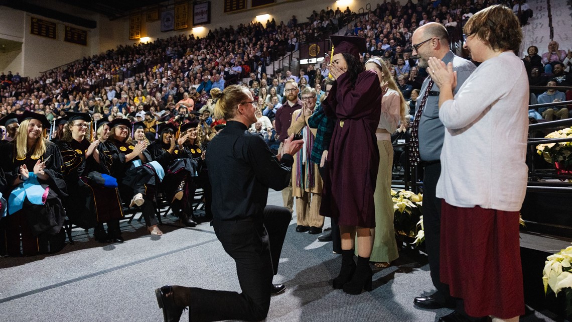 CMU student gets engaged at winter commencement | wzzm13.com
