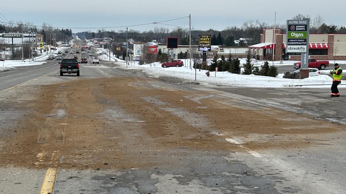 Alpine Avenue crash between vehicle, semi leaves person seriously ...