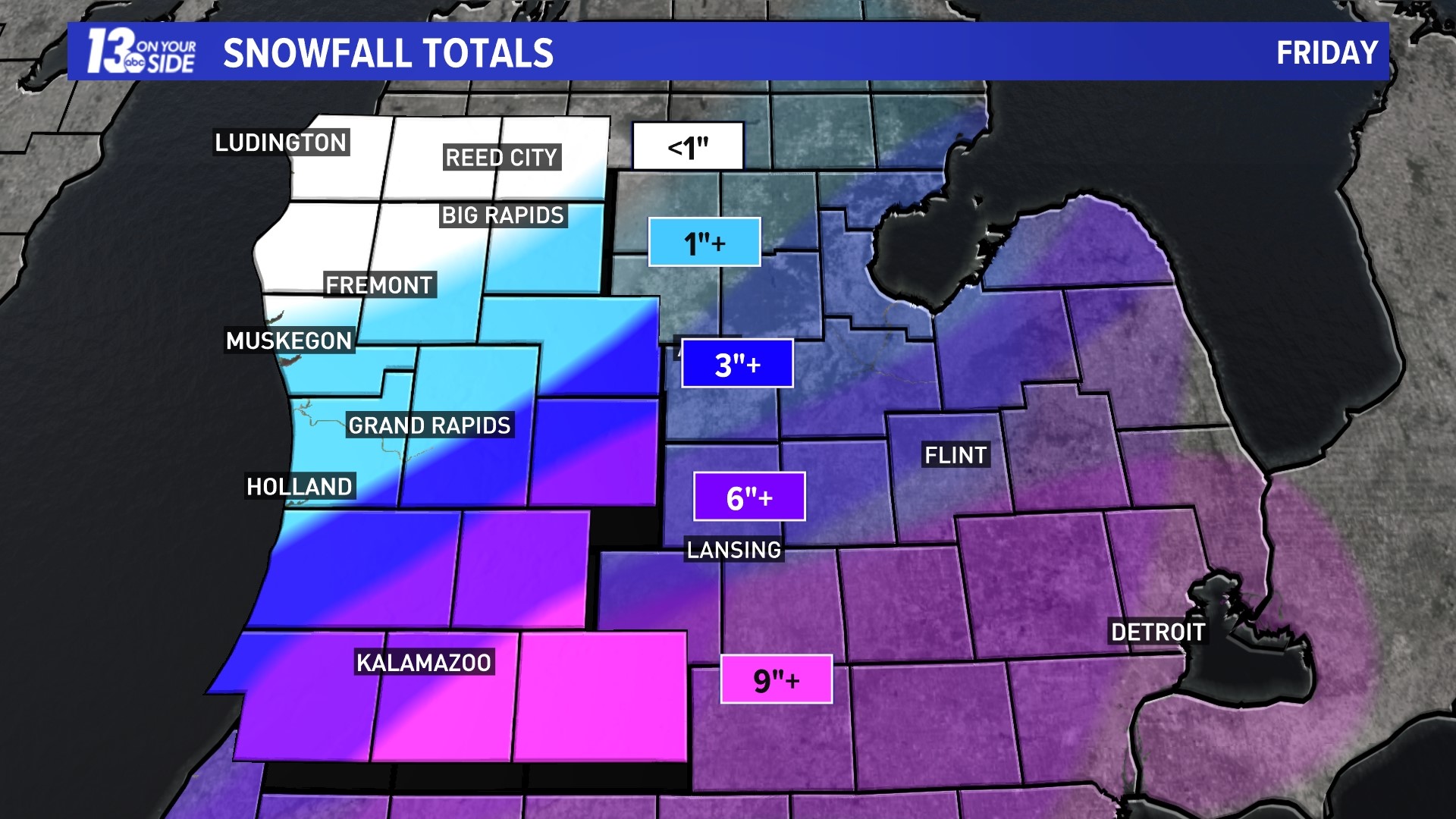 Snowfall wrapping up in West Michigan! | wzzm13.com