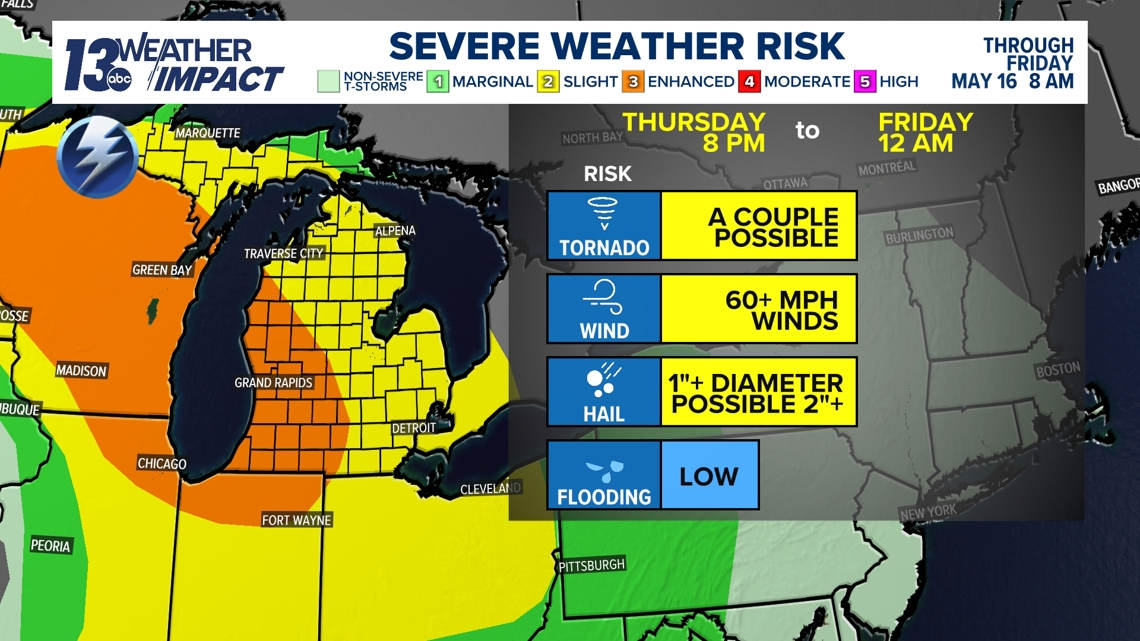 Severe thunderstorms possible ahead of a cold front late Thursday ...