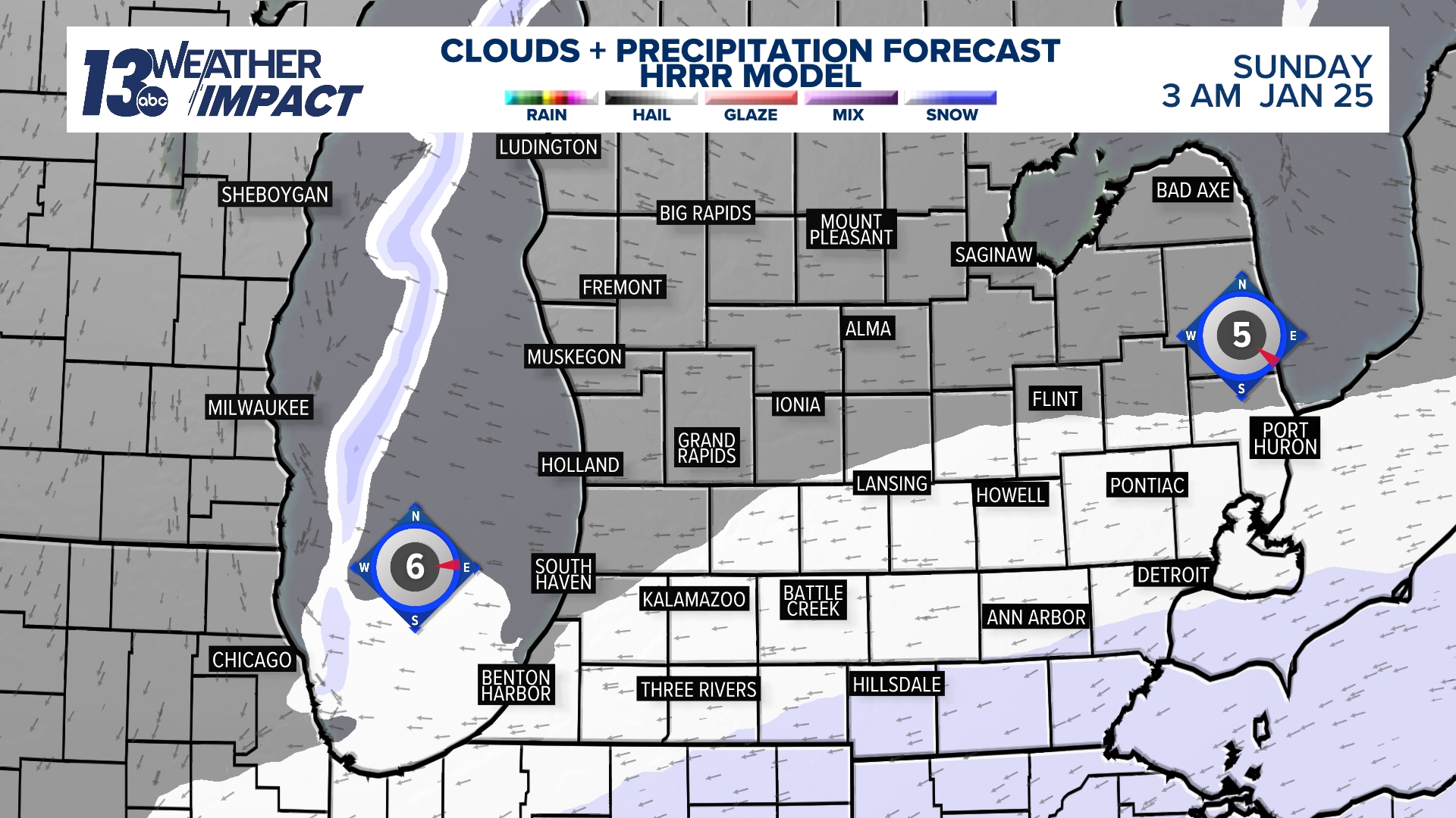 Major winter storm to brush West Michigan into Sunday evening | wzzm13.com