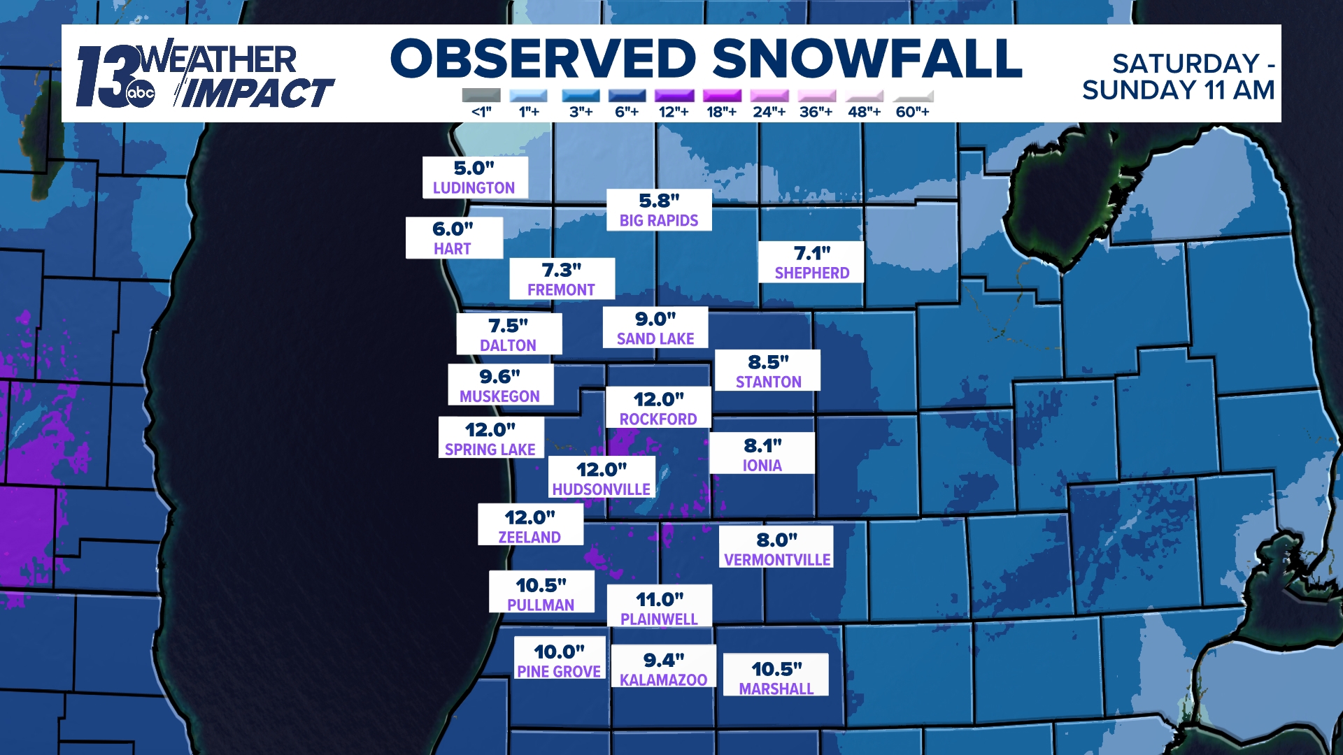 How much snow did we get? Weekend West Michigan snowfall totals ...